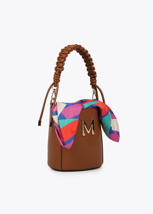 Braided Bucket Bag with Satin Scarf - Lola Casademunt